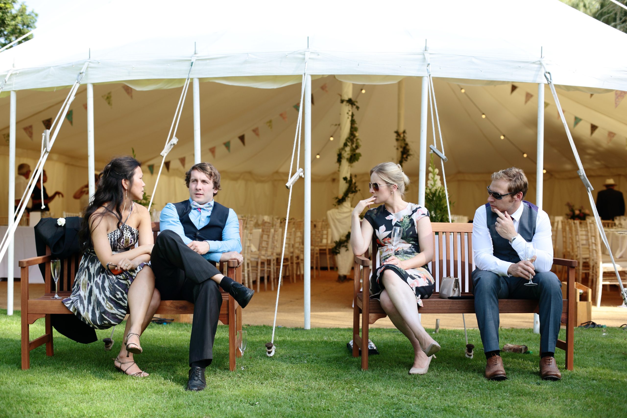 Jenny and Ed - Wigwam Marquees sailcloth tent open sided wedding summer ...